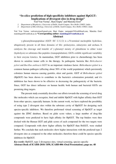 Pdf In Silico Prediction Of High Specificity Inhibitors Against