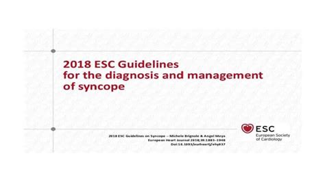 2018 Syncope Guidelines Official Slide Set For Web Ppt