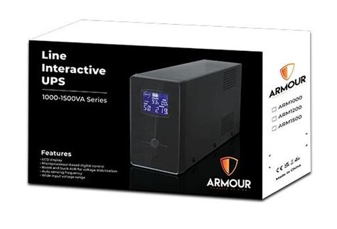 Armour 1200va Ups 720w Lcd Display 3x Uk Plug 2x Rj45 3x Iec Usb Ups Centre