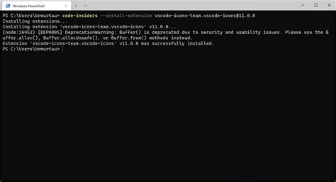 Deprecationwarning Buffer When Installing Extension From Cli · Issue