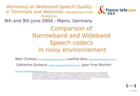 Ppt Comparison Of Narrowband And Wideband Speech Codecs In Noisy Environnement Dokumentips