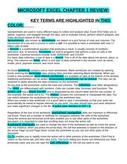 MICROSOFT EXCEL CHAPTER REVIEW MICROSOFT EXCEL CHAPTER REVIEW KEY TERMS ARE HIGHLIGHTED