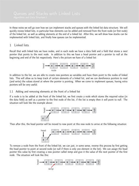 2023 Linked Lists Course Notes Pdf Queue Abstract Data Type Pointer Computer Programming