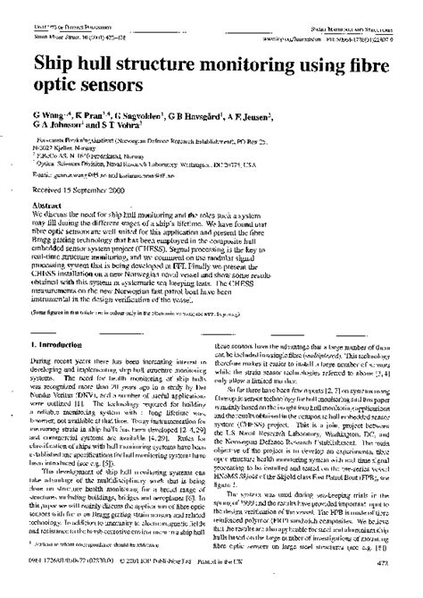 Pdf Ship Hull Structure Monitoring Using Fibre Optic Sensors
