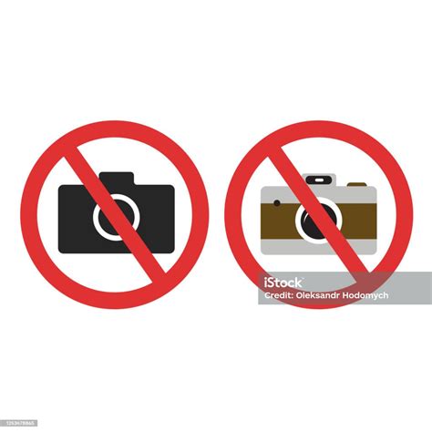 사진 카메라는 금지 금지 된 카메라는 간단한 색상과 검은 색 아이콘을 교차 사진 촬영을 할 수 없습니다 검은색에 대한 스톡 벡터 아트 및 기타 이미지 Istock