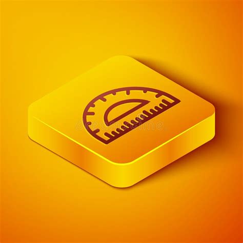 Isometric Line Protractor Grid For Measuring Degrees Icon Isolated On Orange Background Tilt