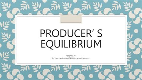 Producers Equilibrium Pptx