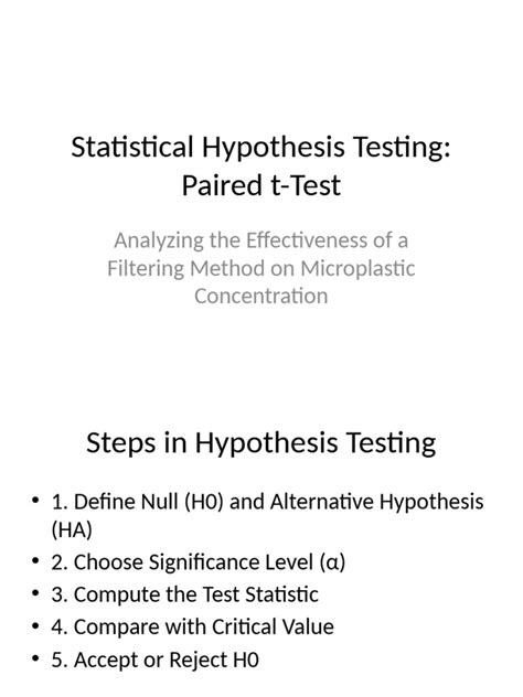 Hypothesis Testing Paired T Test 1 Pdf