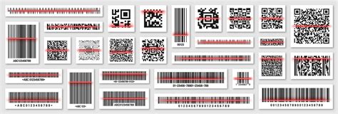 Premium Vector Product Barcodes And Qr Codes With Red Scanning Line Identification Tracking