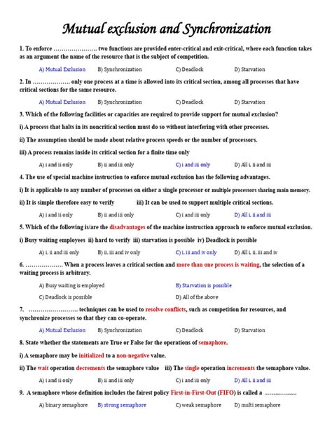Mutual Exclusion And Synchronization Pdf Computing Computer Science