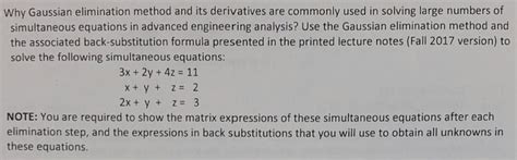 Solving Simultaneous Equations By Gaussian Elimination Tessshebaylo