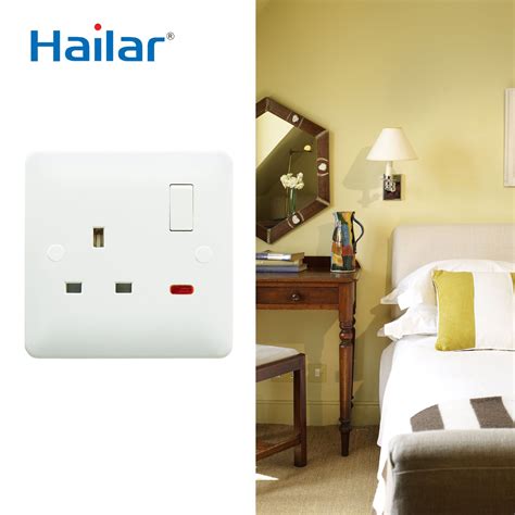 Wall Switched Socket With Button With Neon UK Standard Switched Socket And Wall Switch Socket