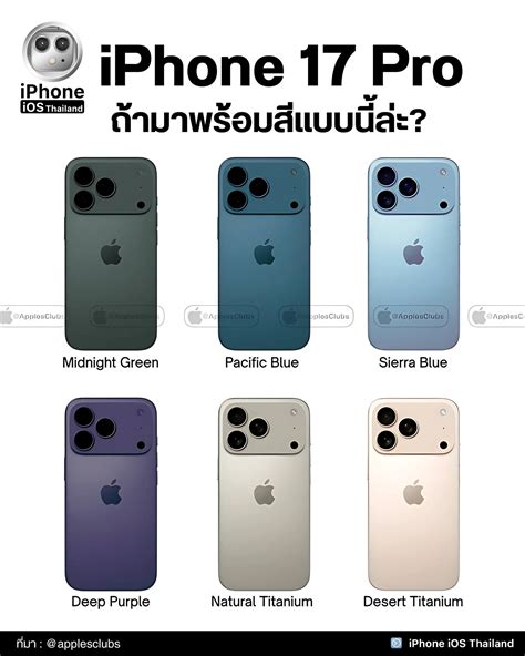 Iphone สีของ Iphone 17 Pro สีประจำรุ่น Pro ที่ควรจะกลับมาใน Iphone 17 Pro คือสีอะไร ขอบคุณ