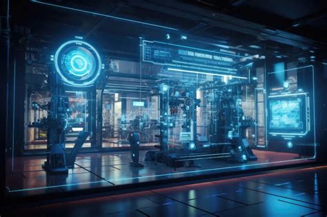 Empty Gym With IoT Interface Generative AI Stock Image Image Of Indoor Center