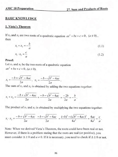 Ch27 Sum And Products Of Roots Pdf