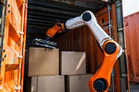Premium Photo Robotic Arm Unloading Box From Container