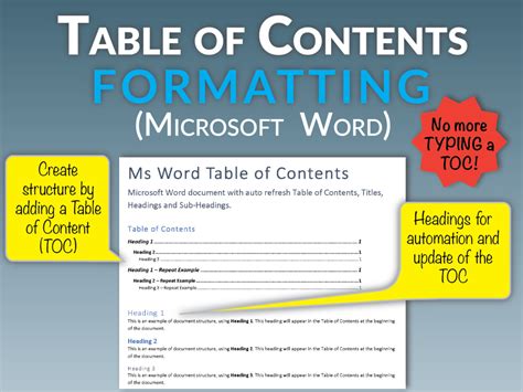 An Ms Word Document With Automated Table Of Contents Using Headings Upwork