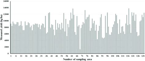 Bar Plot Showing The Measured Maize Yield In The Sampling Plots