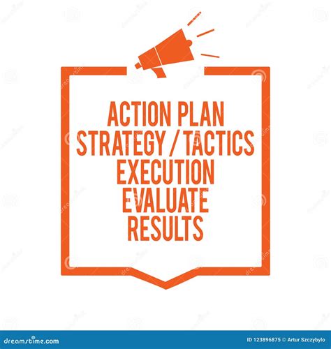 Writing Note Showing Action Plan Strategy Tactics Execution Evaluate Results Business Photo