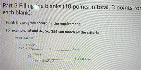 Solved Part 3 Filling The Blanks 18 Points In Total 3 Chegg Com