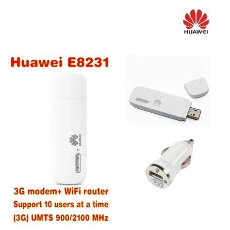 HUAWEI E8231 Unlocked Mobile WiFi HSPA 21Mbps 3G WiFi Modem Router Car Charger In Modems From