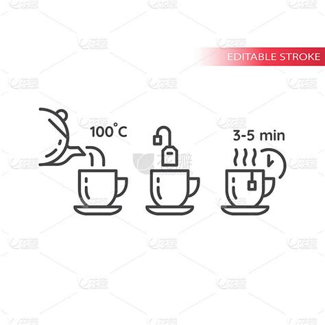 泡茶指示线矢量图标