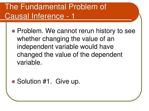 PPT The Fundamental Problem Of Causal Inference PowerPoint Presentation ID