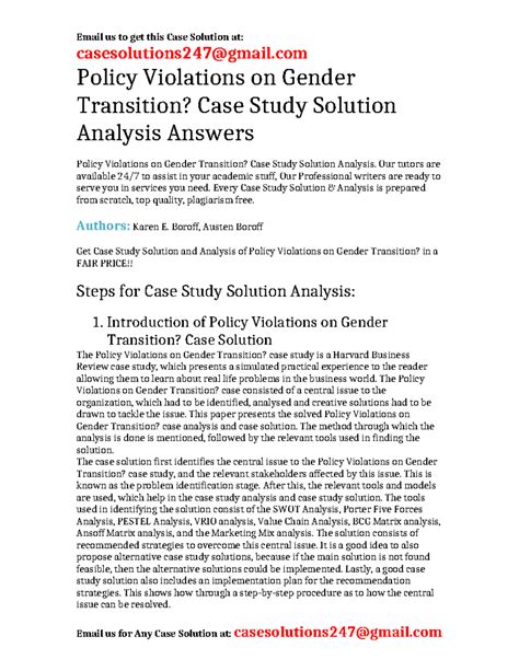 Case Solution Policy Violations On Gender Transition Casesolutions247 Gmail Policy Violations