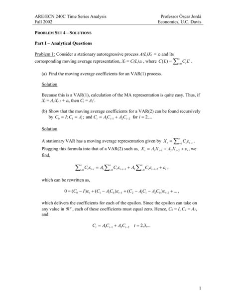 Time Series Analysis Var Solutions