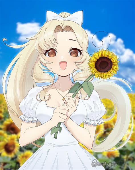 Amphypop Original Highres 1girl Artist Name Blonde Hair Blue Sky