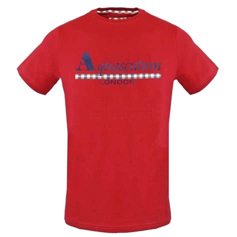 Aquascutum Check Strip Logo Red T Shirt