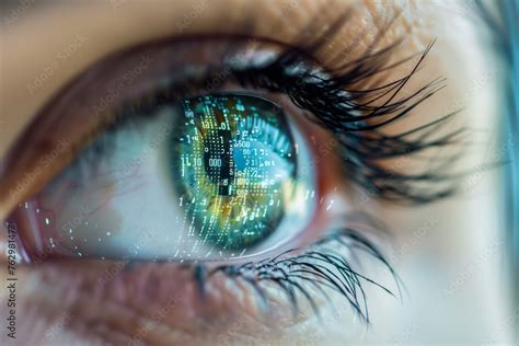 Computer Vision Concept Human Eye With Binary Code Inside Fusion Of