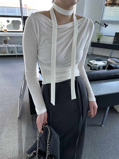 오브더나인 주문폭주 하객룩 베로드 타이 드레이프 티셔츠