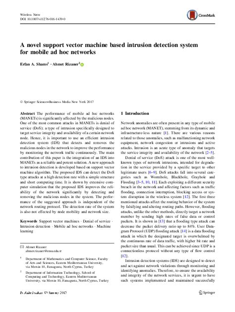 Pdf A Novel Support Vector Machine Based Intrusion Detection System For Mobile Ad Hoc Networks