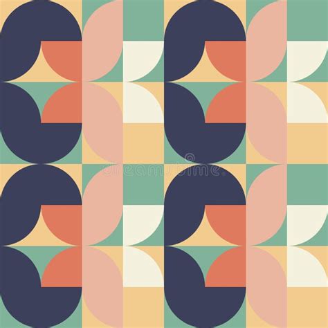 Geometry Abstract Semicircle Seamless Pattern Stock Illustration