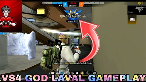 1vs4 God Laval Gameplay Double Vector🤯 💀 Free Fire 1vs4 Youtube