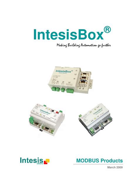 PDF Intesis Software MODBUS Products Catalog March HMI TouchPanel PC PLC IntesisBox