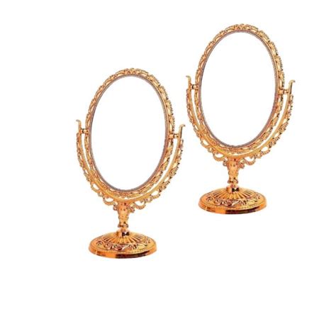 Oval Table Mirror กระจกตั้งโต๊ะ 2 หน้าขอบหลุยส์ทรงวงรี กระจกแต่งหน้า Th