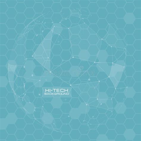 Wireframe Mesh Polygonal Element Sphere With Connected Lines And Dots Vector Illustration