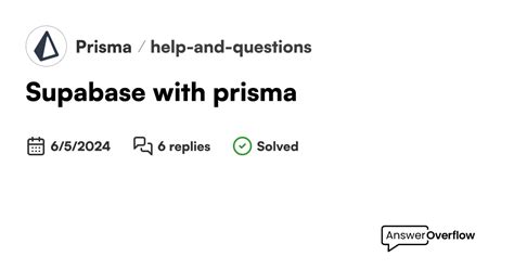 Supabase With Prisma Prisma