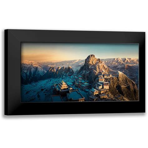 Qiye 18x11 Black Modern Framed Museum Art Print Titled - Tibetan Temple ...