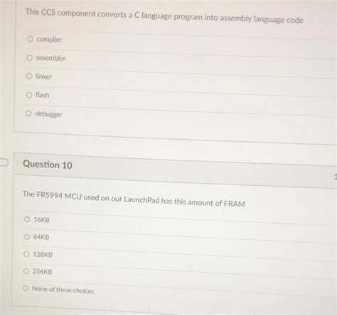 Solved This Ccs Component Converts A C Language Program Into