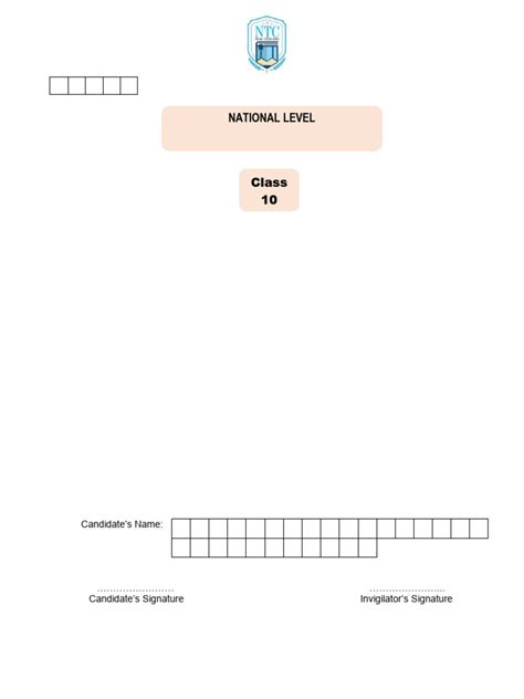Class 10 [nlmo 2019] Pdf Multiple Choice Mathematics