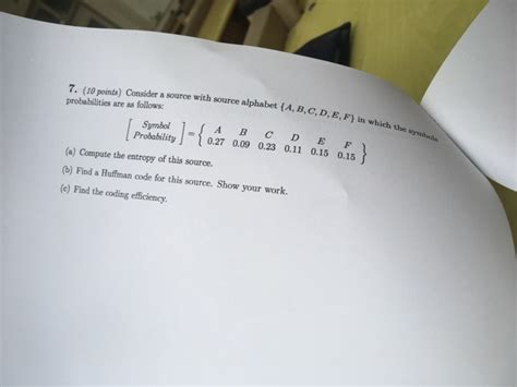 Solved Alphabet A B C D E F In Which The Symbols Chegg Com