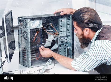 Engineer Disassembling CPU Double Exposure Stock Photo Alamy