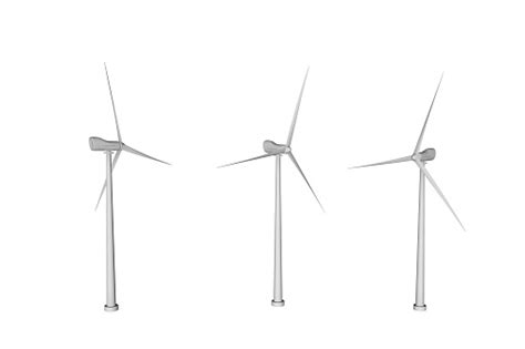 흰색 배경바람 전력 산업 그림 3 차원 일러스트 레이 션에 고립 된 다른 회전 각도와 3 개의 풍차 녹색 기술에 대한 스톡 사진 및 기타 이미지 Istock