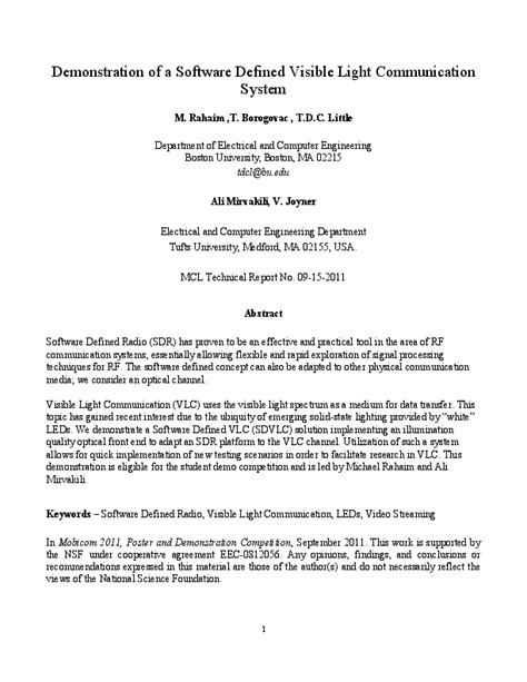 Pdf Demonstration Of A Software Defined Visible Light Communication System