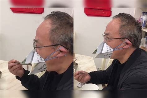 传说中的鸟人男子自制鸟嘴口罩戴着吃饭超服帖网友喝点汤吧 生活 日常