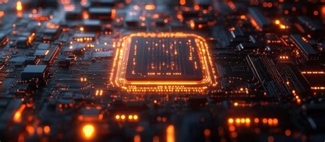 Circuit Board With Glowing Processor Premium Ai Generated Image