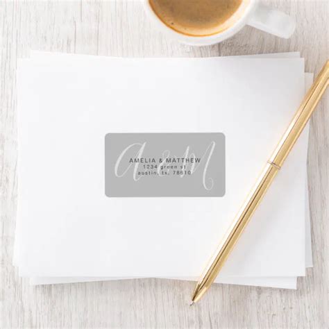 Elegant Monogram Silver Return Address Label Zazzle